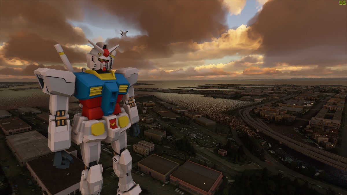 Un mod de Flight Simulator añade una estatua de Gundam que no estaba en ...